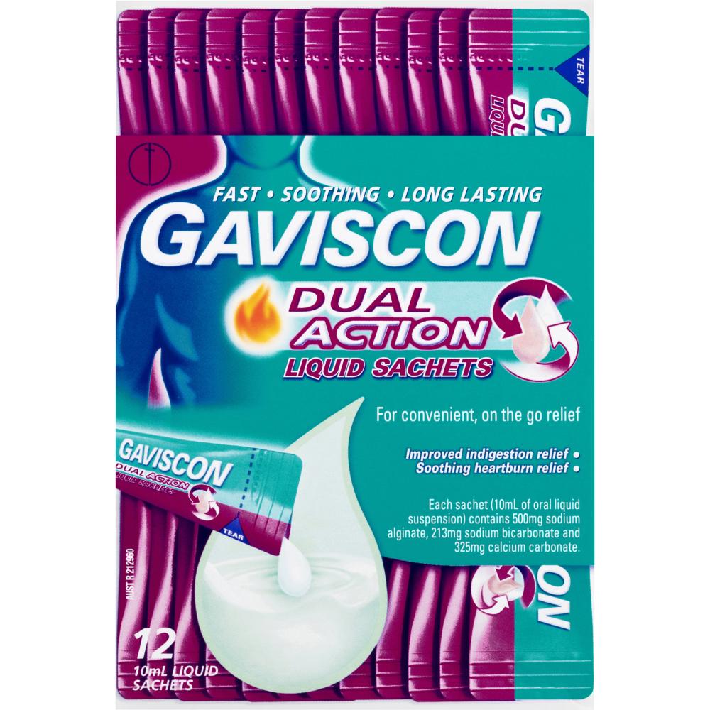 Gaviscon Dual Action Liquid Sachet 10ml 12s – Unichem Pharmacy