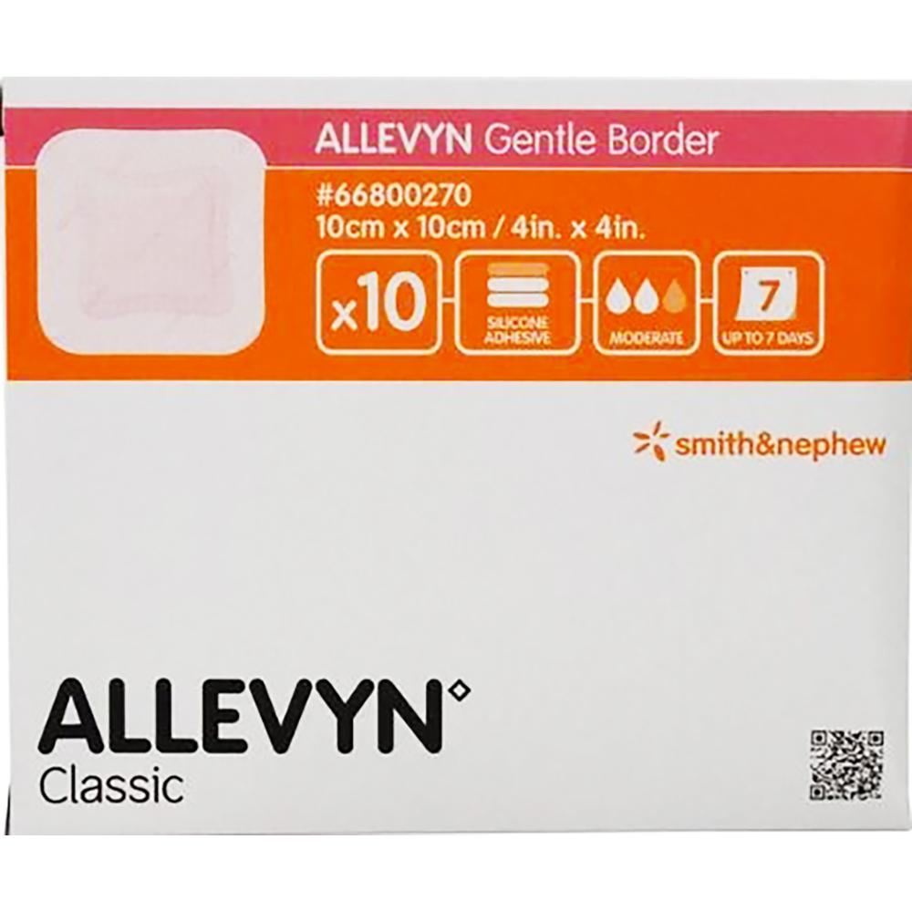 Allevyn Gentle Border Adhesive Dressing Pad 10x10cm (Sold as Single Un ...