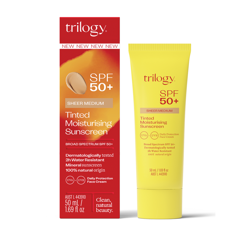 Trilogy SPF50+ Sheer Tinted Moisturising Sunscreen Medium 50ml ...