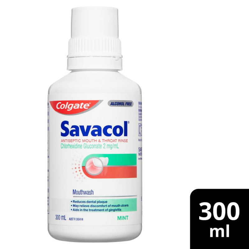 Colgate Savacol Antiseptic Mouth & Throat Rinse Original Mint 300ml ...