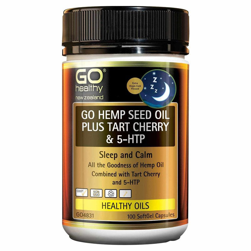 GO Healthy GO Hemp Seed Oil Plus Tart Cherry & 5HTP Soft Gel Capsules ...